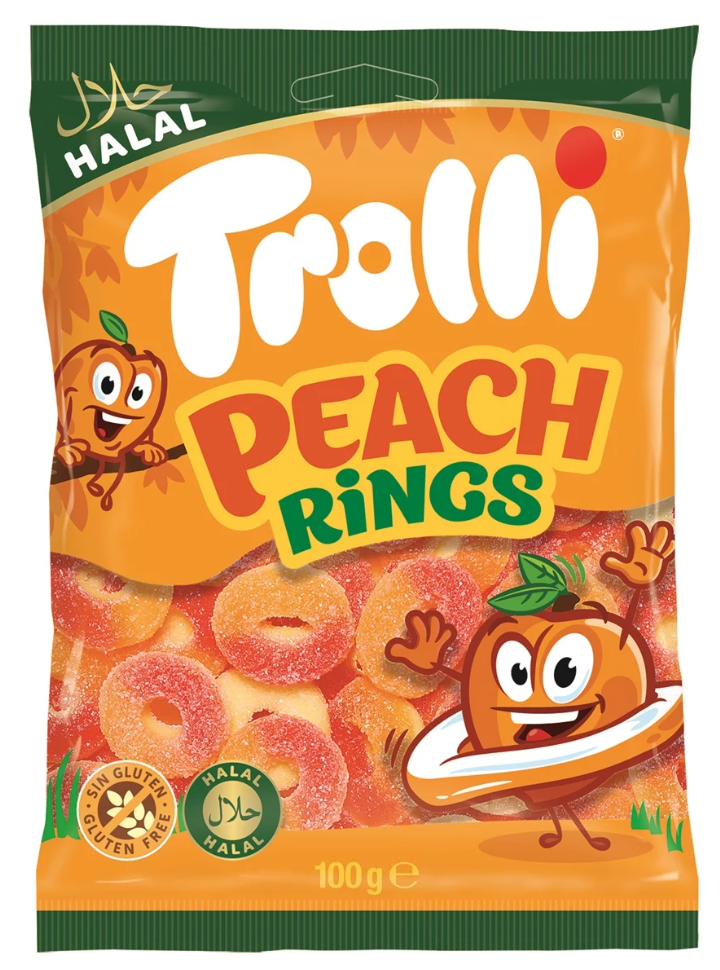 Trolli - Peach Rings 100 Gram 30 Stuks (Halal) – candyonlinenl1